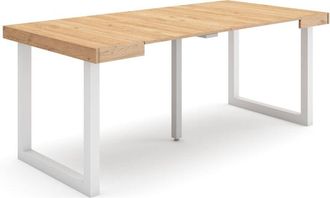 Skraut Home Ausziehbarertisch, Multifunktionaler ausziehbarer, 180, F&uuml;r 8 G&auml;ste, Massivholz Beine, Moderner Stil, Eiche - Skraut Home