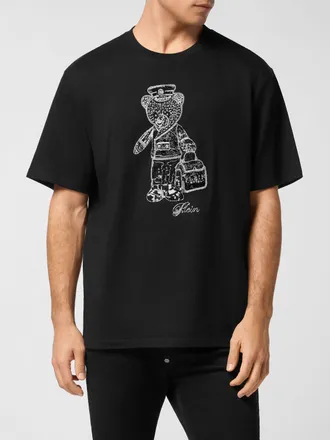 Philipp Plein T-shirt en coton avec broderie Teddy Bear et applications