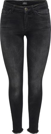 Only NOS Damen Skinny Skinny Jeans onlBLUSH MID ANK RAW JEANS REA1099 NOOS 15157997, Gr. W27/L32 (Herstellergröße: S), Schwarz (Black Denim)