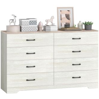 HOMCOM 8-Schubladen-Schlafzimmerkommode, Moderne Schlafzimmerkommode mit Griff, Platzsparende Kommode f&uuml;r Wohnzimmer, Schlafzimmer und Flur, 140x40x86 cm, Wa