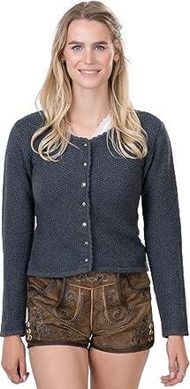 Schöneberger Trachten Couture Veste traditionnelle en tricot pour femme - Élégante et cintrée en coton stretch léger et de qualité supérieure - Veste Dirndl Lena, gris foncé, XL
