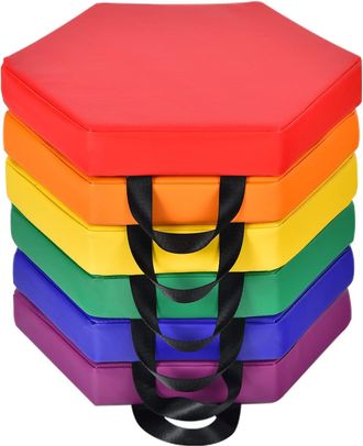 Costway Costway 6 Cuscini Esagonali Per Bambini Con Maniglie, Imbottitura In Schiuma Di 5 Cm, Sedili Portatili E Flessibili Per Asilo Nido, 38 X 34 Cm (arcoba