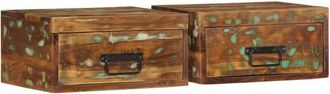 vidaXL Tables de chevet murales 2 pcs bois massif de r&eacute;cup&eacute;ration Vidaxl