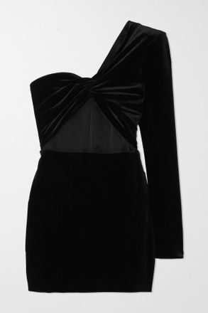 Alex Perry Greer Asymmetrisches Minikleid Aus Samt Mit Cut-out Und Twist-detail - Schwarz