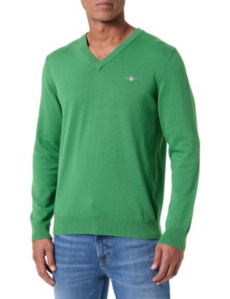 GANT Herren Classic Cotton V-Neck Pullover, Grass Green, L EU