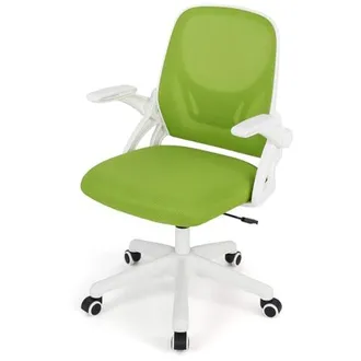 Giantex Fauteuil de Bureau Pivotante en Maille, Accoudoirs Relevables &agrave; 90&deg;, Chaise Bureau avec roulettes, Hauteur R&eacute;glable, Assise Rembourr&eacute;e, Support Lombai