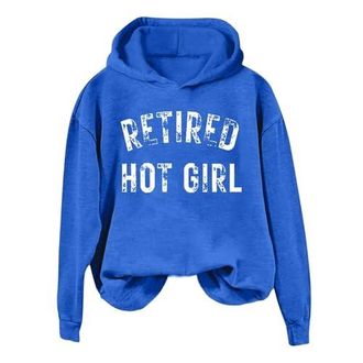 Generic 2026 Printemps Femme Hiver Retraite Hot Girl T-shirt L&eacute;ger Pull Top Halloween Imprim&eacute; Sweat &agrave; Capuche, bleu, XXL
