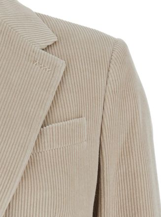 Max Mara Womens Beige Single-Breasted Jacket With Notched Revers Cotton Blazers