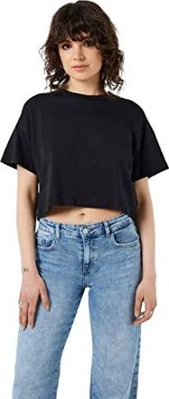 Noisy May NMALENA S/S O-Neck Semi Crop Top Noos Femme T-Shirt Manches Courtes Noir M 100% Coton Large