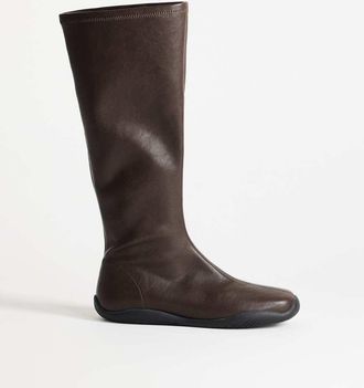 Topshop Luca sportlicher kniehoher Stiefel in Schokobraun