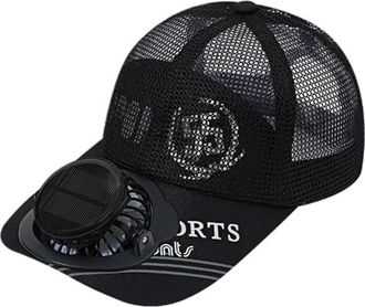 Generic Casquette de baseball pour homme avec ventilateur solaire, chapeau de soleil à large bord avec ventilateur intégré, 3 vitesses réglables pour la pêche