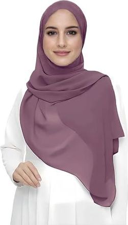 Lina & Lily Écharpe Hijab pour Femme Musulmane en Mousseline Rectangles, Tissu Léger et Fluide (Baies)