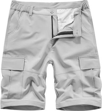 Generic 2026 Pantalon cargo pour homme Coupe ajust&eacute;e Stretch Denim Short d&eacute;chir&eacute; Skinny Jean pour homme Mode Droit Confortable Taille Flex Short, gris, 46