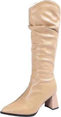 Generic Bottes montantes en similicuir pour femme - Pour lautomne et lhiver, kaki, 36.5 EU