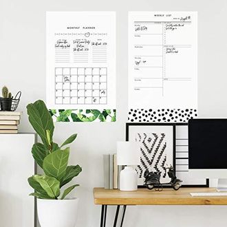 RoomMates RMK4095GM Riesen-Aufkleber, wiederverwendbar, Monatskalender mit Filz, Vinyl, Weiß, Grün und Schwarz, 39,85 cm 58,12 cm