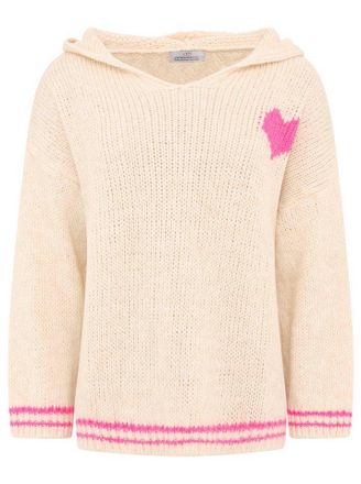 Zwillingsherz Kapuzenpullover Herz One Size, Kapuze, Langarm, Wollanteil