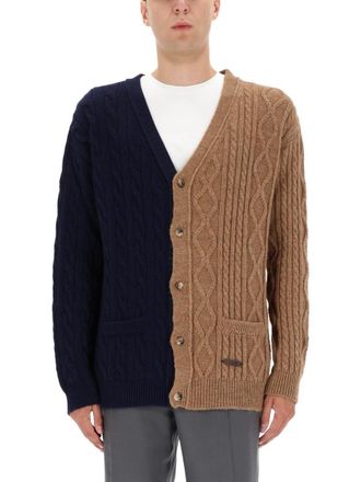 Moschino Bicolor Acrylic Blend Cardigan - Brown