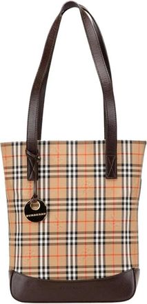 Burberry Pre-owned Sac fourre-tout en toile Haymarket Check - Femme - Pre-owned - Brun - Taille: ONE Size