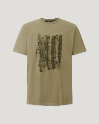 Belstaff T-shirt Corrosion Pour Homme Cotton Jersey Vert Arm&eacute;e 2xl