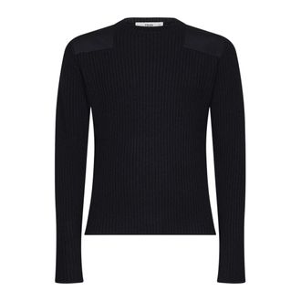 Fendi Pullover mit Rippstrick und Schulter-Patches - - Knitwear - Herren - Blau - L