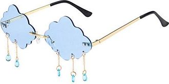 Generic Tiktok Trend - Lunettes de soleil pour femme - Vintage - En métal - Sans monture - Lunettes de soleil irrégulières - Nuage - Sans monture - Avec pompo