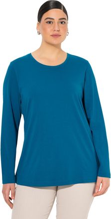 Ulla Popken Damen Basic-Shirt, Rundhalsausschnitt, Slim, Baumwolle T-Shirt, Blaugrün, 46-48 EU