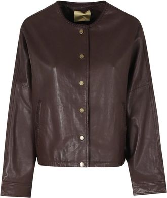 Momoni Lederjacke - - Jackets - Damen - Braun - S