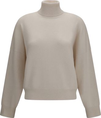 Brunello Cucinelli Womens Cashmere Turtleneck Sweater English White (capra Hircus)