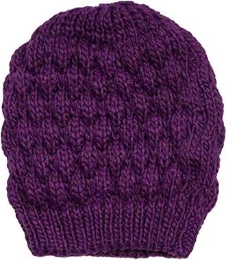 styleBREAKER Bonnet en Tricot pour Femmes avec Motif de Bulles, uni pour lhiver, Bonnet en Tricot avec Motif de framboises 04024193, Couleur:Violet