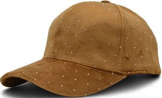 styleBREAKER Damen Baseball Cap mit Strass Nieten | 6-Panel Samt Basecap mit gebogenem Schirm | Verstellbare Einfarbige Kappe mit Klettverschluss 56-59 cm, Farbe:C