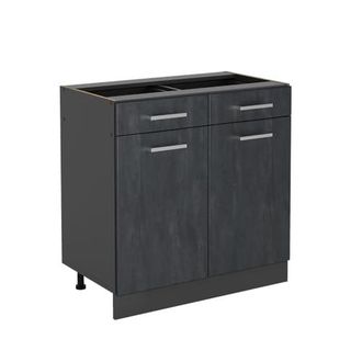 Vicco Meuble Cuisine R-Line, B&eacute;ton Noir, 80cm sans PT