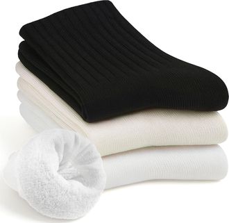 Vin beauty Dicke Baumwollsocken f&uuml;r Damen, Thermo Wandersocken f&uuml;r Herbst und Winter, Bequem, L&auml;ssig, Kuschelig, Warme Sportsocken, Gepolsterte Arbeitssocken, 3 
