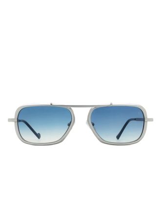 Eyepetizer lunettes de soleil Colonial en titane &agrave; double pont - Argent