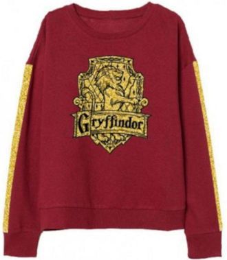 Harry Potter Rundhalspullover Harry Potter Pullover Gryffindor, Glitzer-Wappen, 100 % Baumwolle