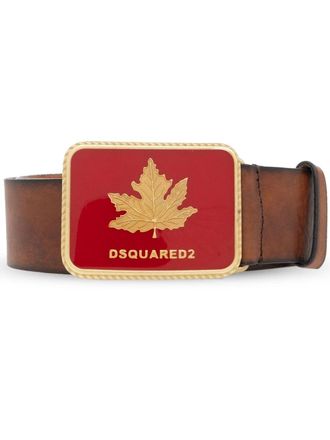 Dsquared2 Lederg&uuml;rtel mit Logo-Schnalle - Braun