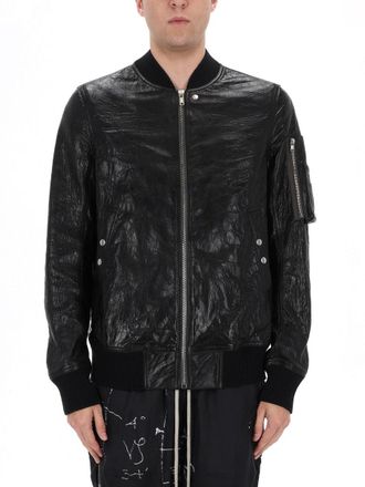 Rick Owens Lamb Leather Bomber Jacket - Black