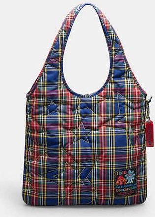 Coach topia Loop Flat Tote mit karierten sternf&ouml;rmigen Absteppungen