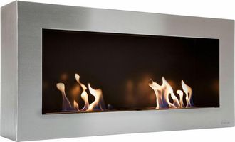 Purline Purline - Bioethanol-Wandkamin aus Stahl gro&szlig;e Breite mit doppelter Flamme