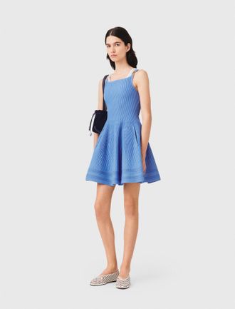 Maje Robe Courte En Maille - Bleu - Maje