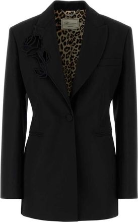 Blumarine Femme, Vestes, Noir, Taille: 36 FR Veste en laine avec broderie d&eacute;coup&eacute;e au laser et strass