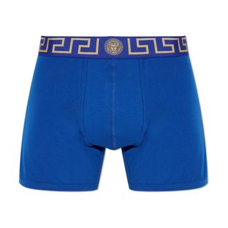 Versace Homme, Sous-v&ecirc;tements, Bleu, Taille: 2XL Cotton-jersey Long Trunks