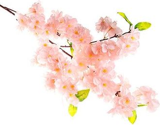 Generic Fleurs de cerisier artificielles en soie, 4 branches de table artificielles en soie, d&eacute;coration de mariage (rose clair)