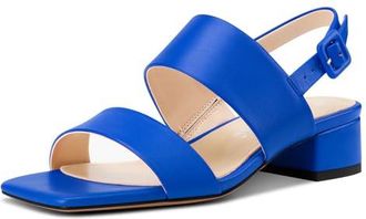 Castamere Femmes Bloc Chunky Bas Talon Heel Ouvert Carr&eacute; Bout Boucle Sandales Dress D&eacute;contract&eacute; Party Chaussures 3.5 CM Heels Bleu Roi 36 EU