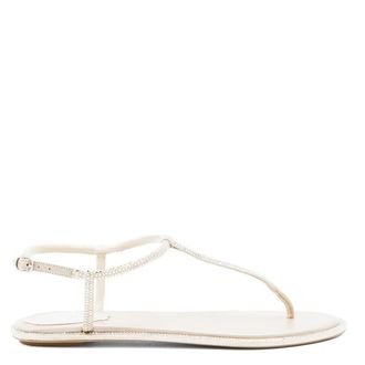 Rene Caovilla Sandalen - White Leather Flats - Gr. 36,5 (EU) - in Wei&szlig; - f&uuml;r Damen