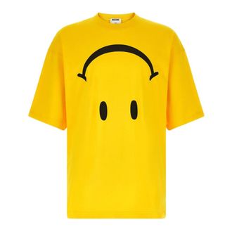 Moschino Homme, Tops, Jaune, Taille: L T-shirt en jersey de coton Smiley
