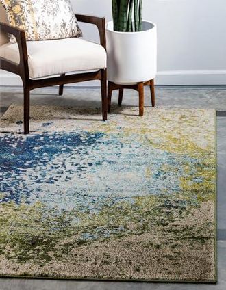 Unique Loom Estrella Kollektion bunter, Abstrakter, Blauer Teppich, 155 x 244 cm