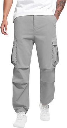 Generic Pantalon cargo pour homme - Coupe droite - Pantalon de jogging - Jambes larges - Pantalon de travail confortable - Pantalon de loisirs - Couleur unie 