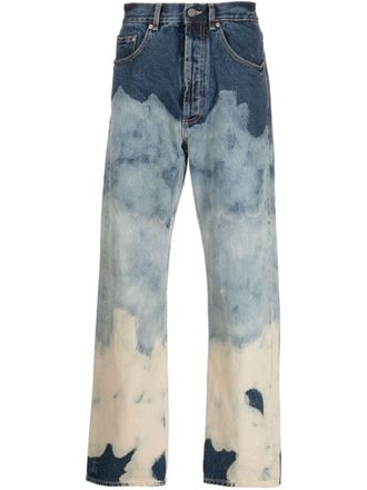 Palm Angels jean droit &agrave; imprim&eacute; tie dye - Bleu