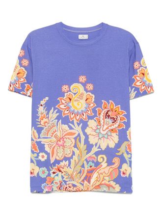 Etro t-shirt à fleurs - Bleu