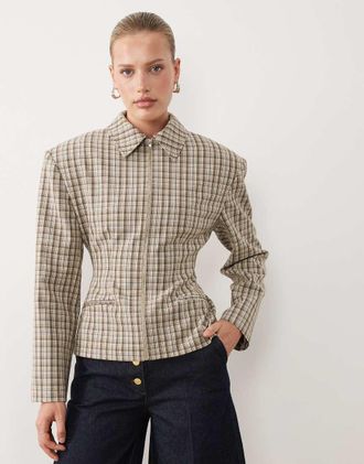 Asos Veste habill&eacute;e &agrave; fermeture &eacute;clair et taille cintr&eacute;e-multicolore